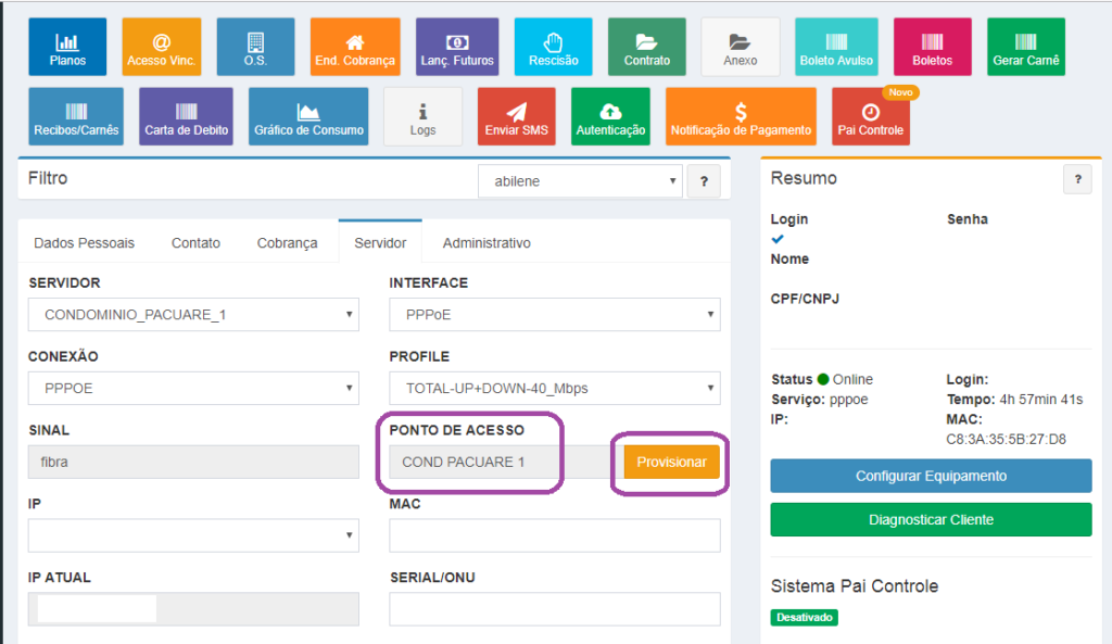 Provisionamento de Assinante no Ponto de Acesso | Blog do ReceitaNet.net